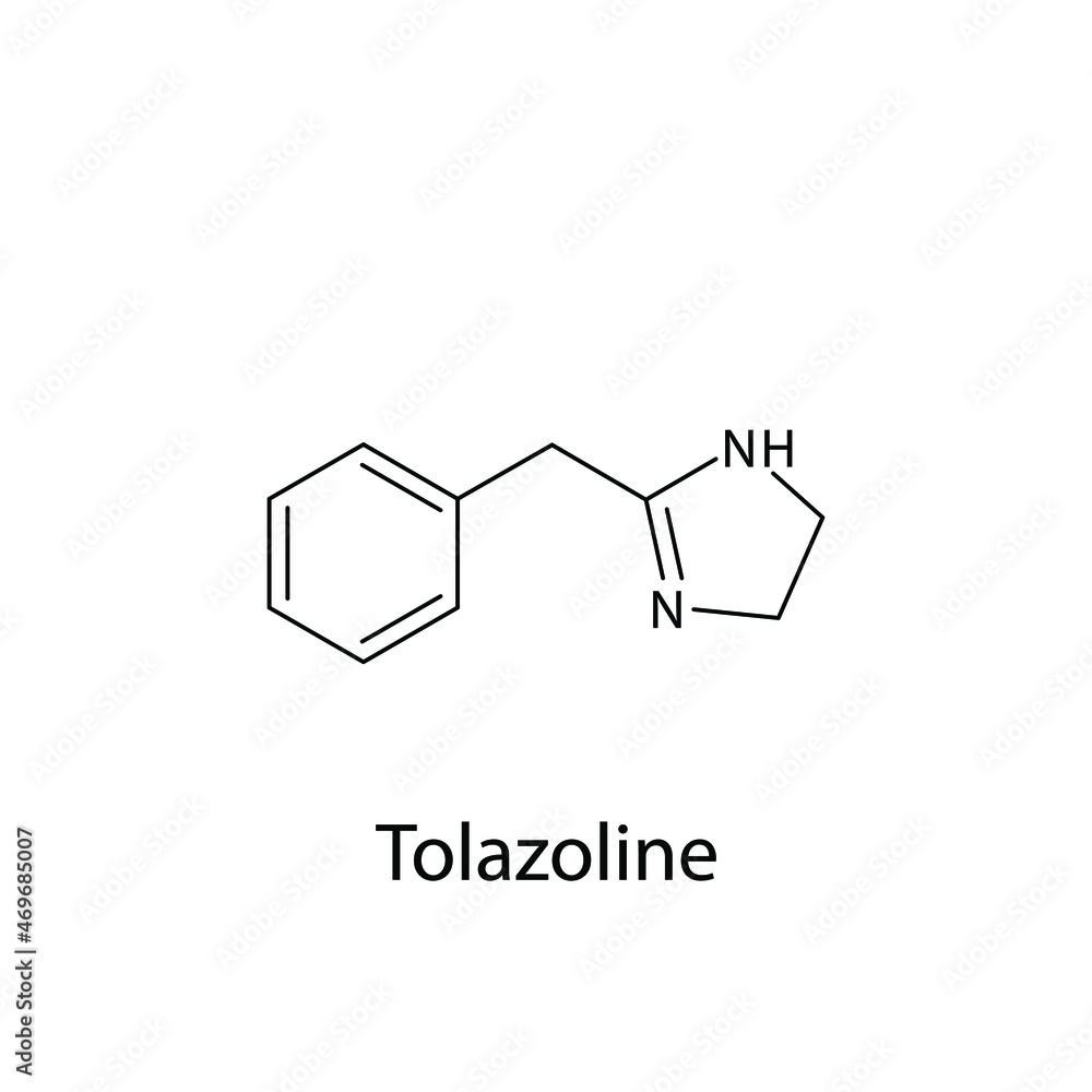 Tolazoline molecular structure, flat skeletal chemical formula. Alpha ...