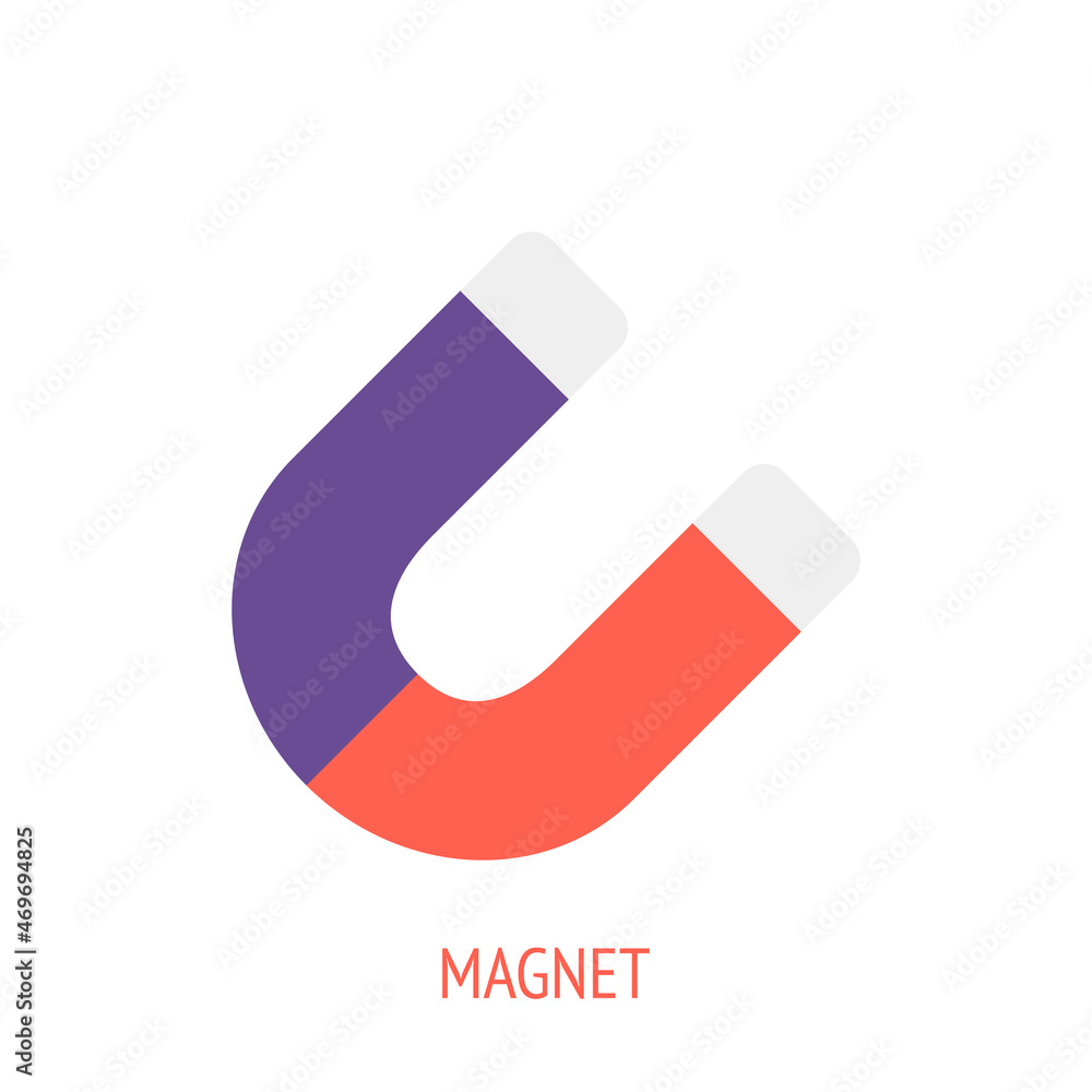 Horseshoe magnet. Vector flat icon. Material that produces magnetic ...