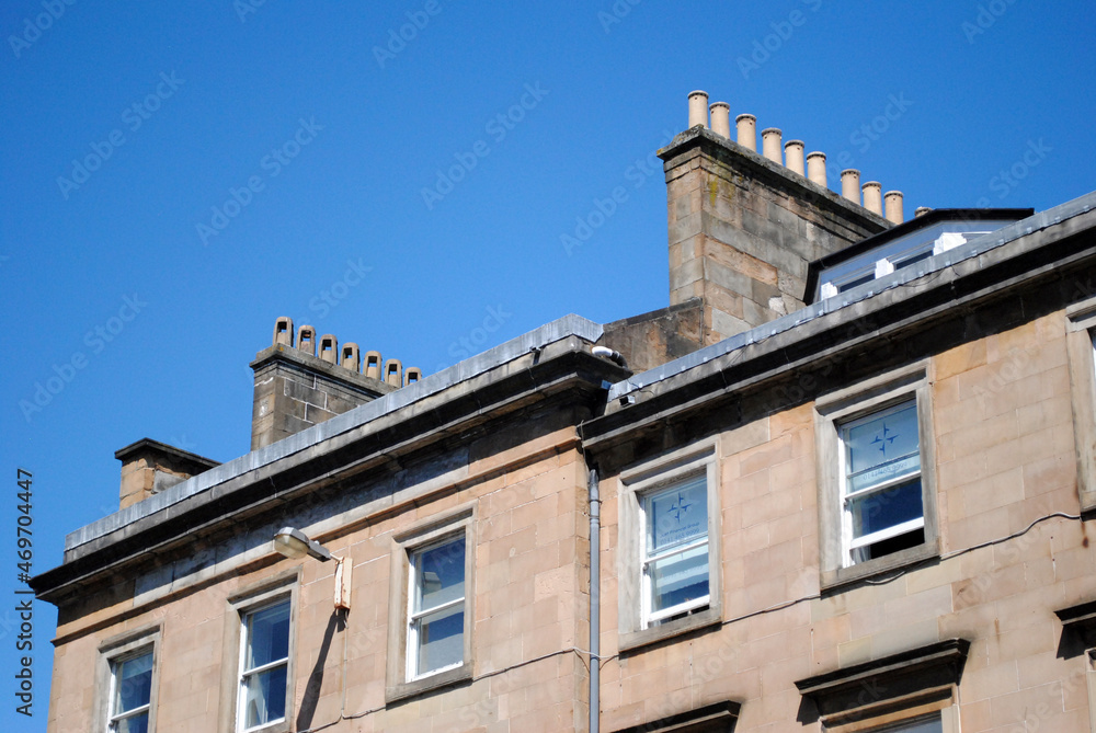Detail of Facade & Roof Line of Old 19th Century Residential Tenement ...