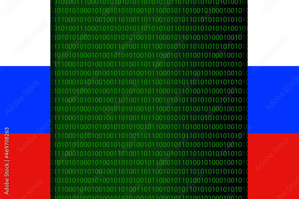 Russian hackers. Russia flag with binary code. Vector illustration ...