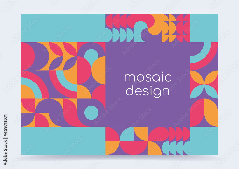 Creative modern background with horizontal composition of circular ...