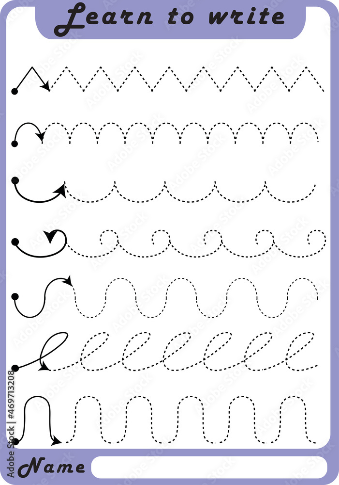 Preschool Fine Motor Worksheet - Dotted Lines. Learn to write. Trace ...