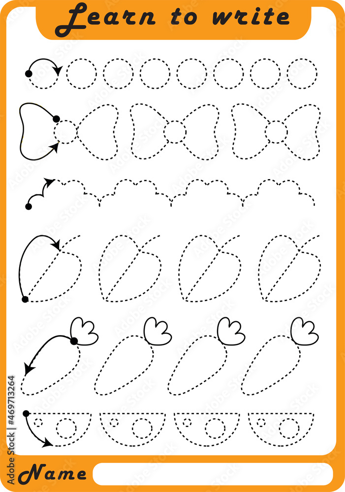 Preschool Fine Motor Worksheet - Dotted Lines. Learn to write. Trace ...