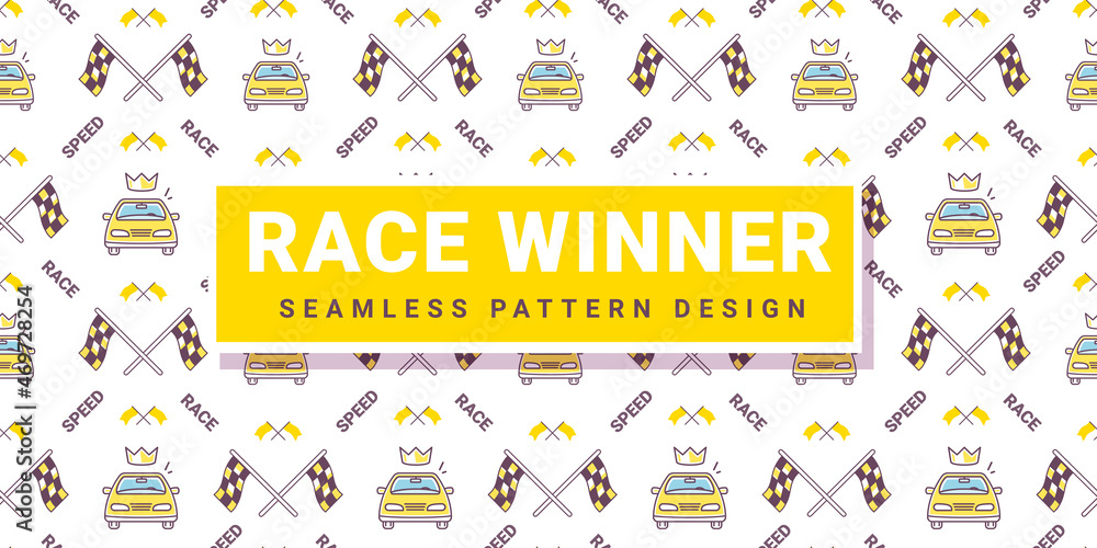 Vector auto sport illustration of winner car and race flag on white ...