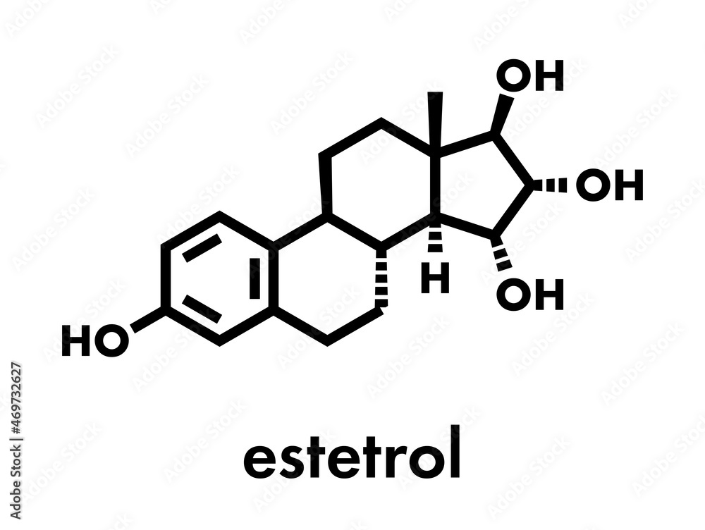 Estetrol natural estrogen hormone molecule. Skeletal formula. vector de ...