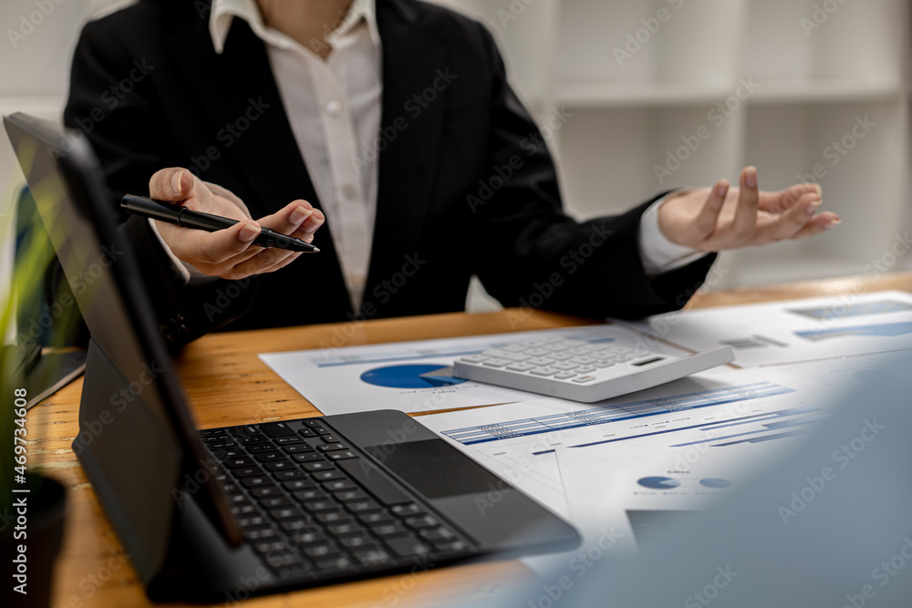 People explaining information from documents, business people meeting ...