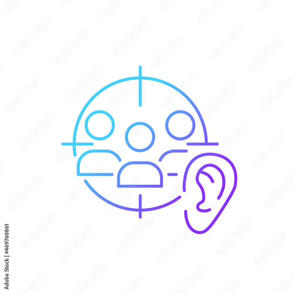 Active listening gradient linear vector icon. Develop empathy. Online ...