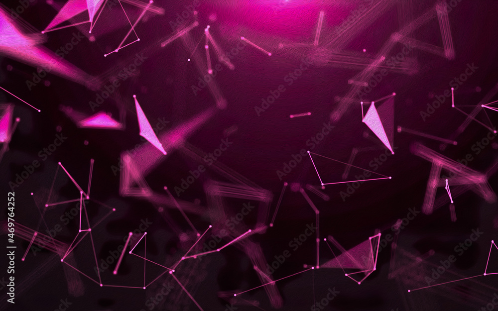 Abstract science background with particles and plexus connected lines. Network connection plexus ...