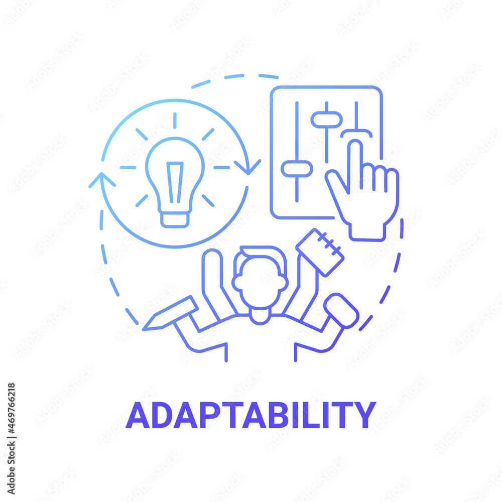 Adaptability blue gradient concept icon. Social entrepreneur ...