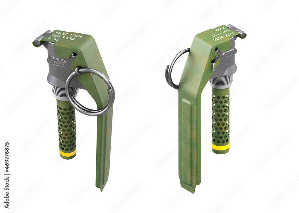 3d render of hand grenade detonator (fuze) isolated on white background ...