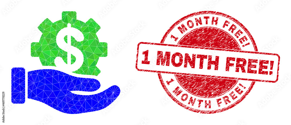 Low-Poly triangulated bank service hand symbol illustration with 1 ...