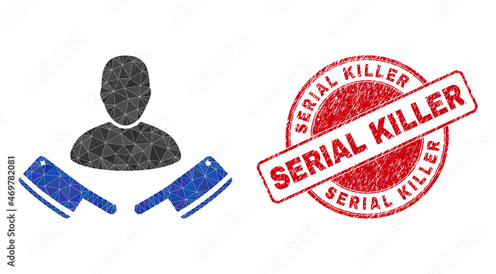 Low-Poly polygonal butcher icon illustration with Serial Killer ...