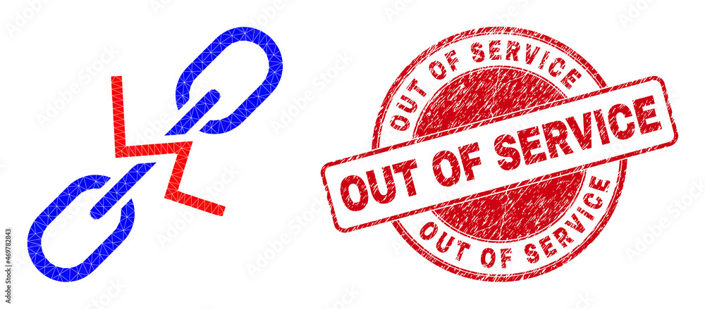 Low-Poly polygonal break chain 2d illustration, and Out of Service ...
