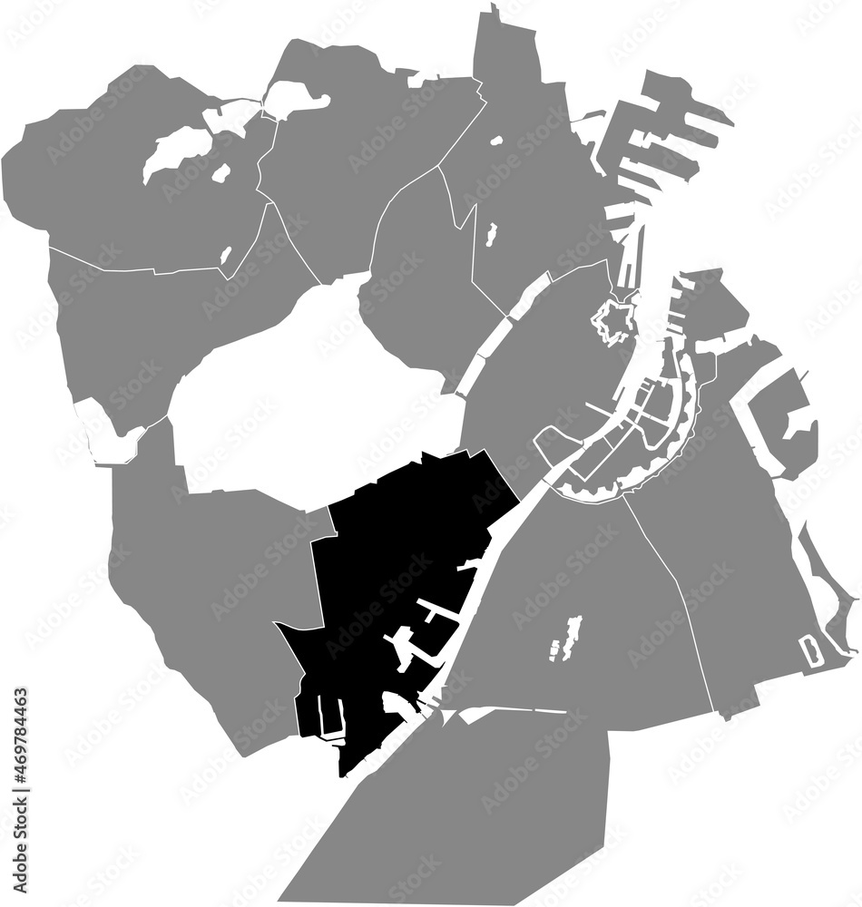 Black location map of the Vesterbro/Kongens Enghave District inside ...