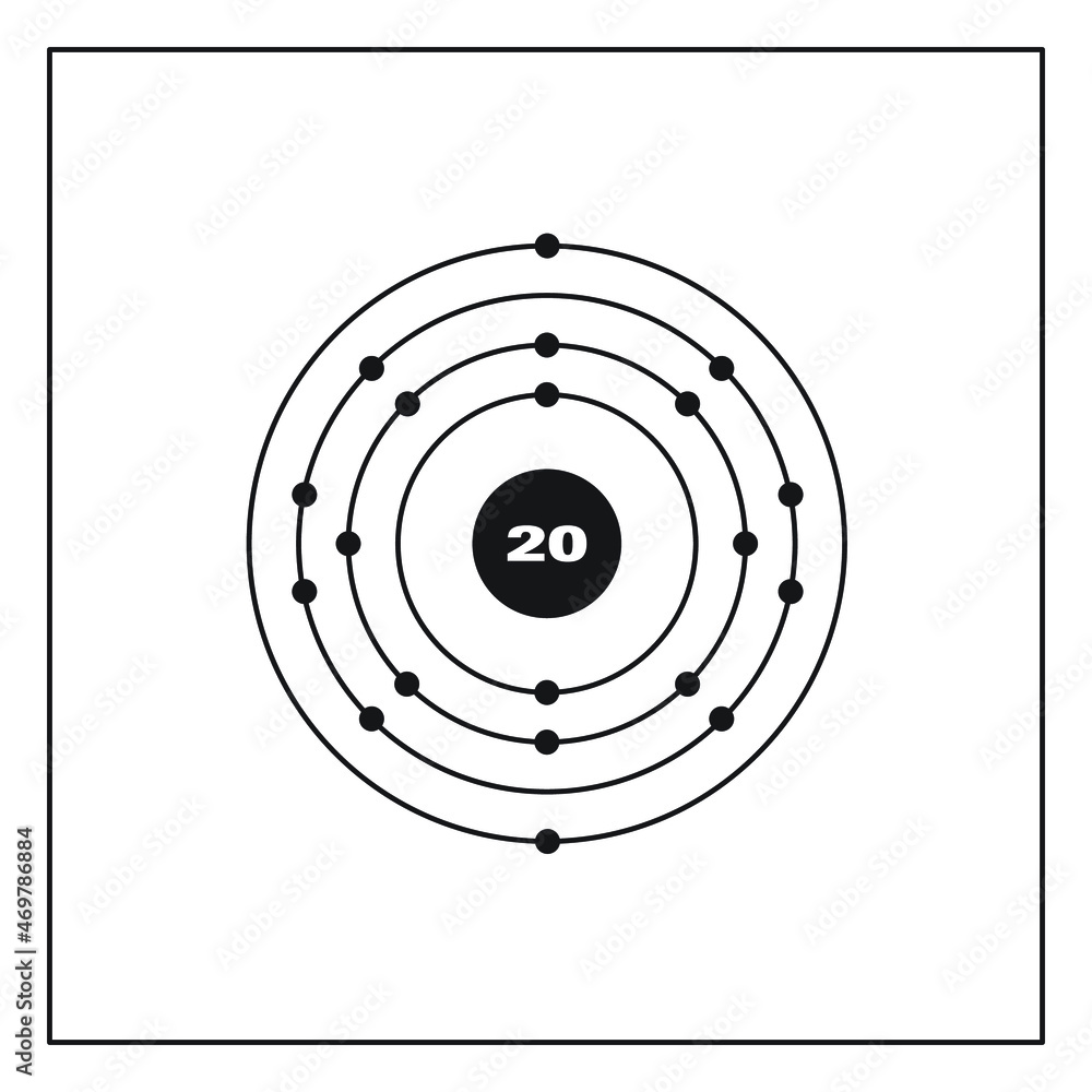 Bohr Model Representation Of The Calcium Atom Number 20 And Symbol Ca bohr-model-representation-of-the-calcium-atom-number-20-and-symbol-ca