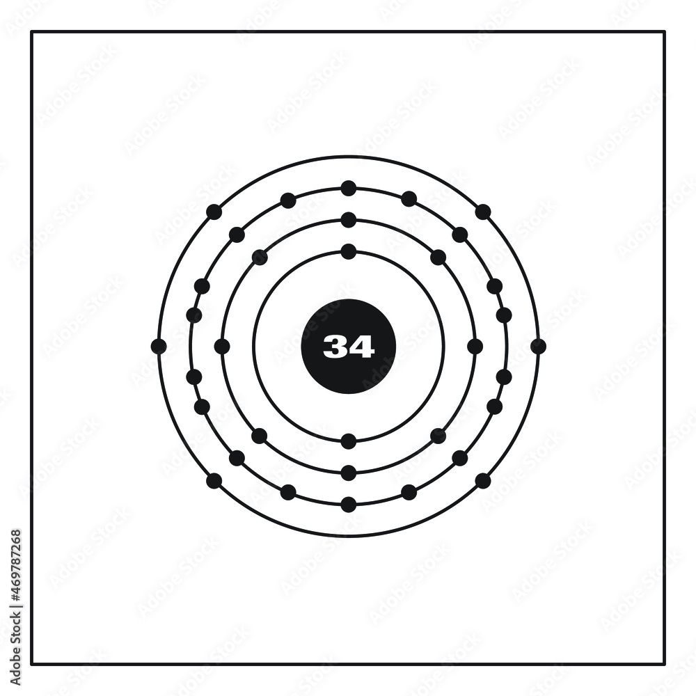 Bohr Model Representation Of The Selenium Atom Number 34 And Symbol Se Conceptual Vector
