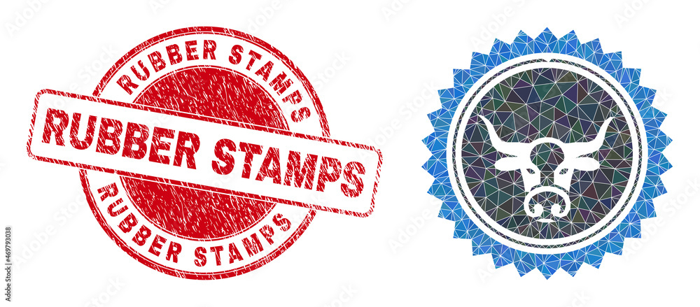 Vetor do Stock: Low-Poly polygonal bull seal stamp symbol illustration ...
