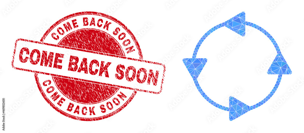 Low-Poly polygonal CCW circulation arrows icon illustration with Come ...