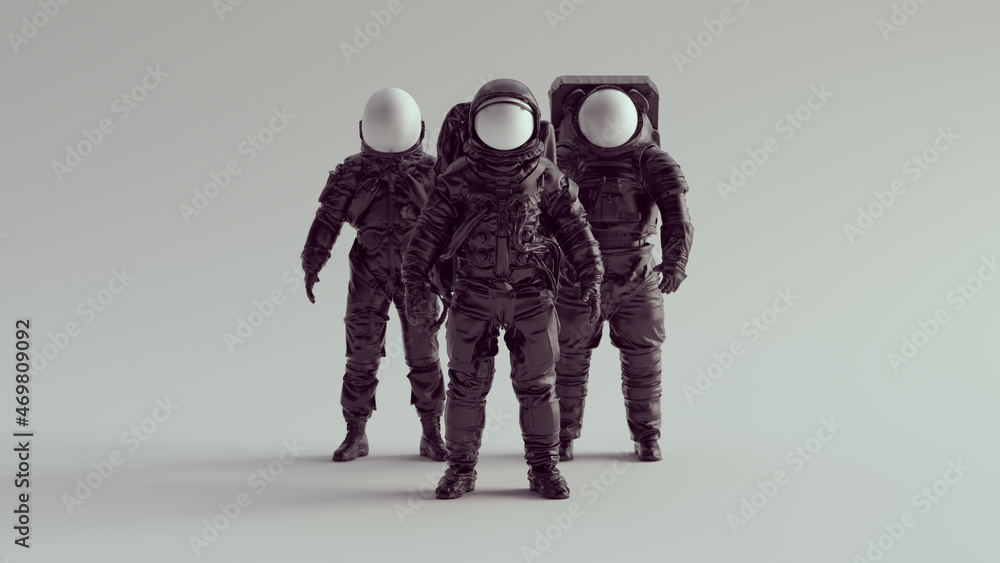 Black Astronaut Cosmonaut with White Visor Helmet Group of Three ...