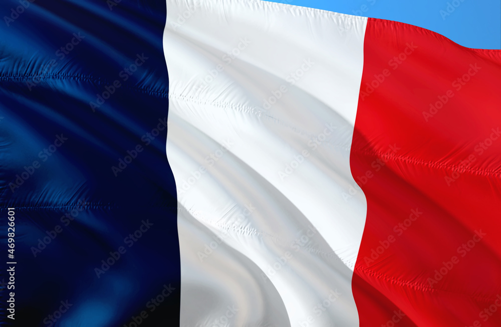 France flag. National flag of France waving, 3d rendering. Sign of ...