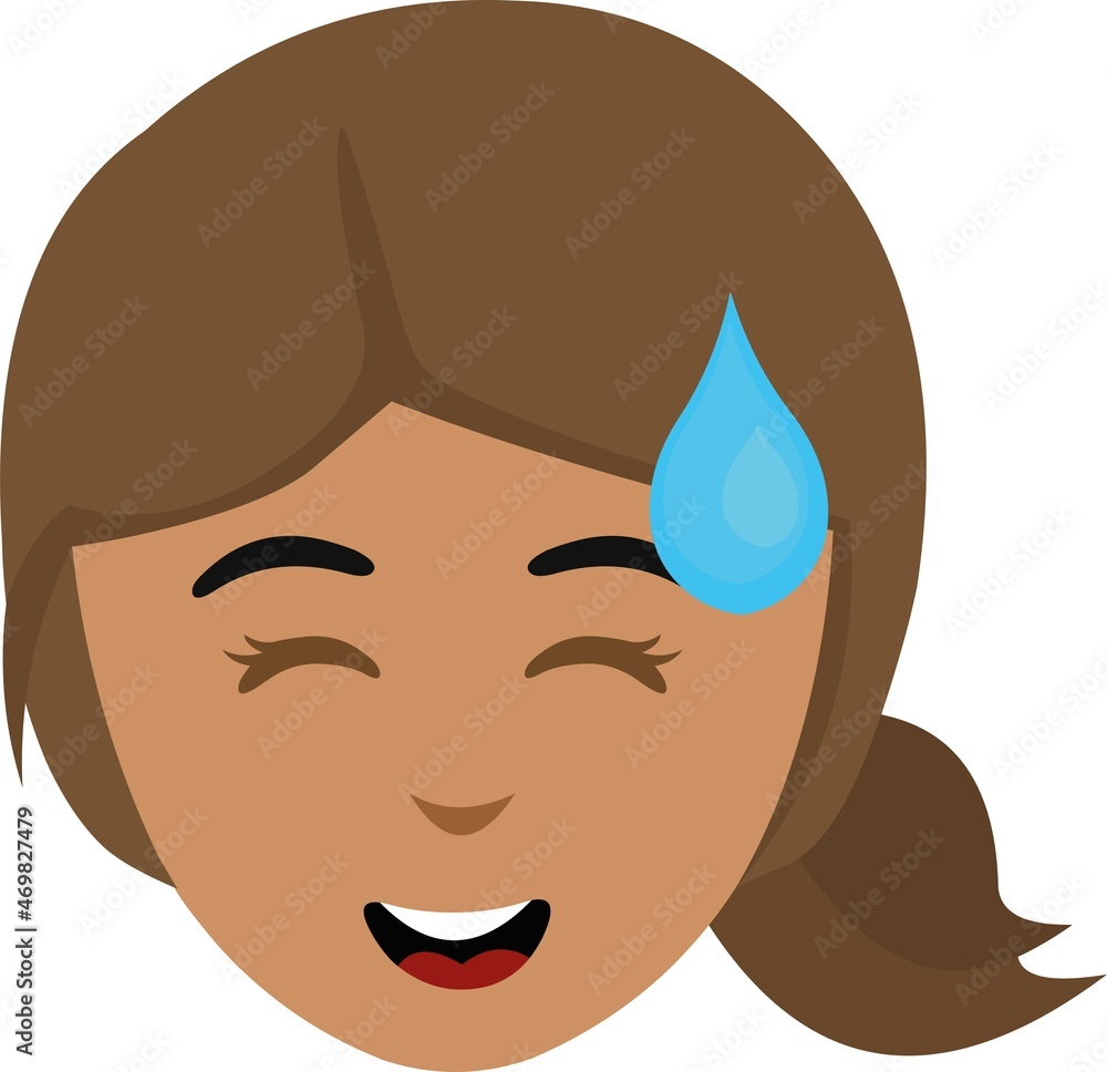 Vector illustration of the face of a young brunette woman, with an ...