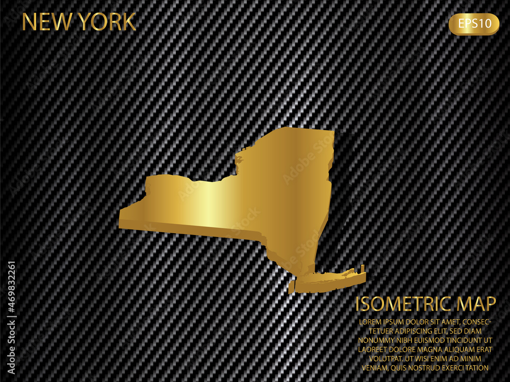 isometric map gold of New York on carbon kevlar texture pattern tech ...