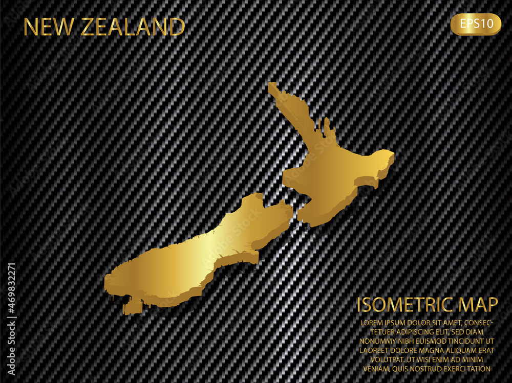 isometric map gold of New Zealand on carbon kevlar texture pattern tech ...