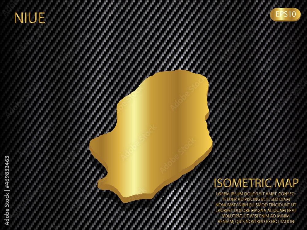 isometric map gold of Niue on carbon kevlar texture pattern tech sports ...