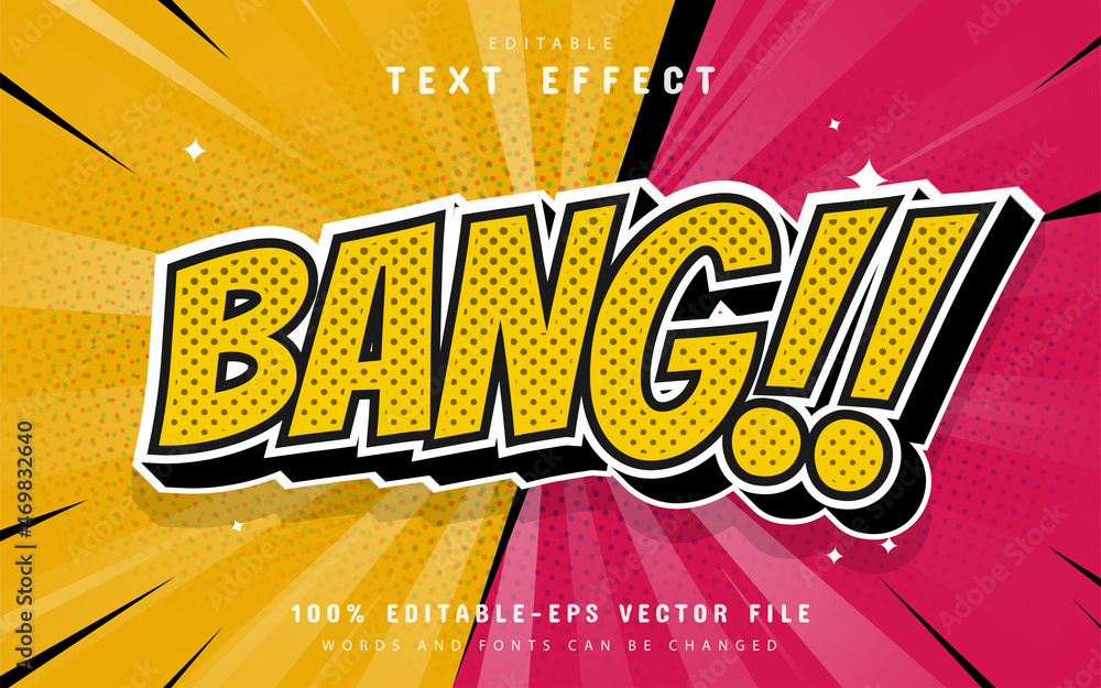 Bang comic text effect editable Stock Vector | Adobe Stock