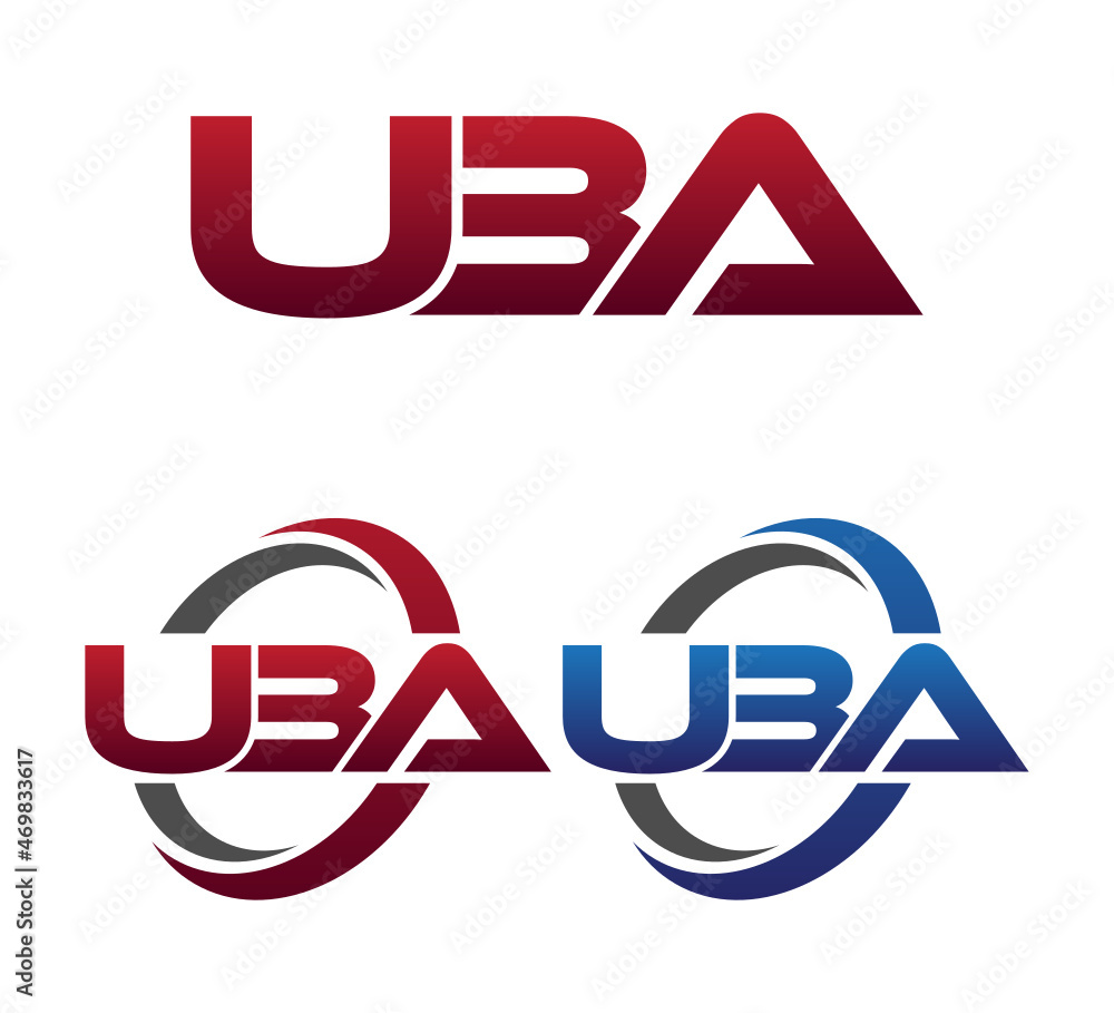 Modern 3 Letters Initial logo Vector Swoosh Red Blue UBA Stock Vector ...