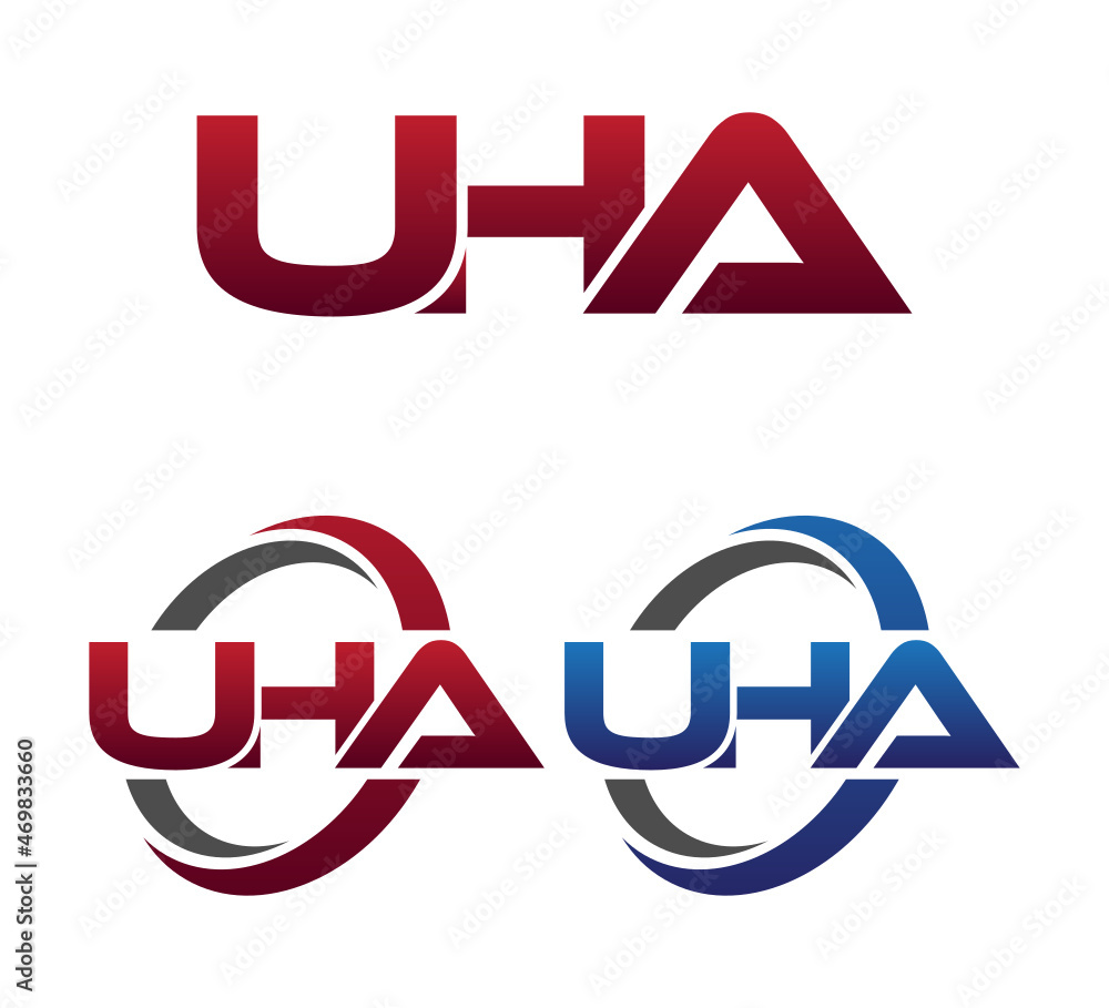 Modern 3 Letters Initial logo Vector Swoosh Red Blue UHA Stock Vector ...