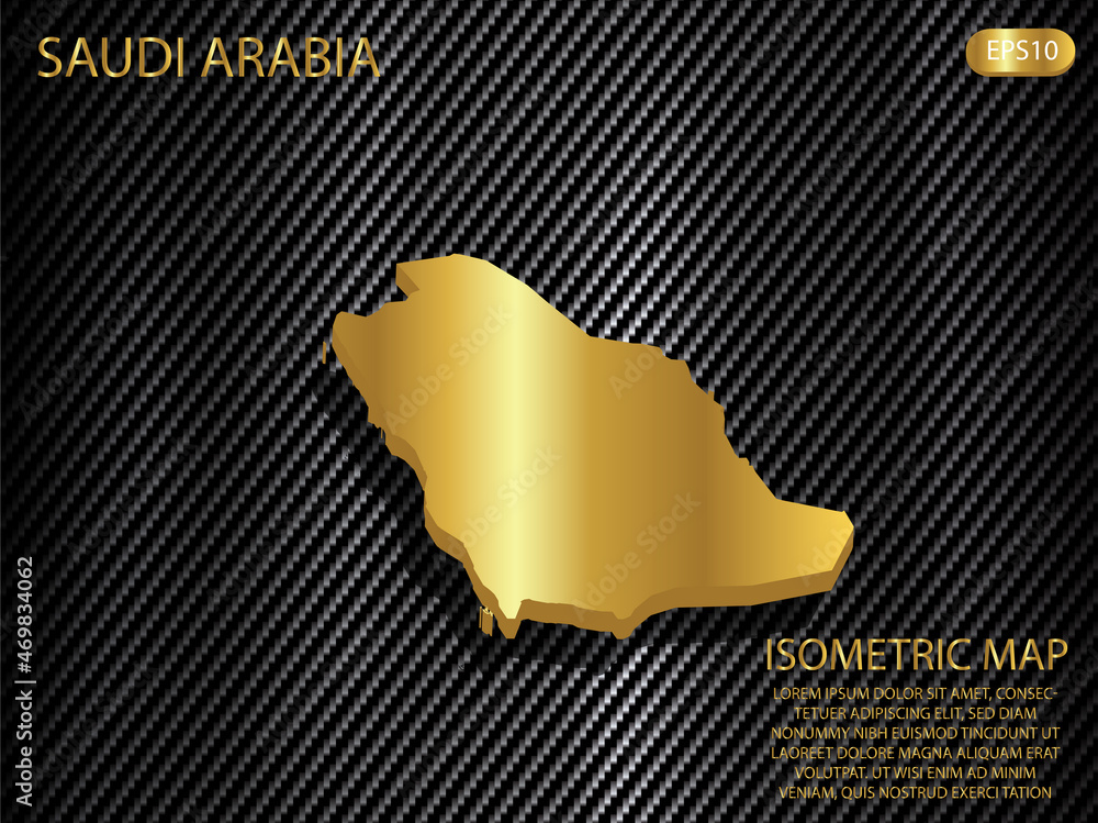 isometric map gold of Saudi Arabia on carbon kevlar texture pattern ...