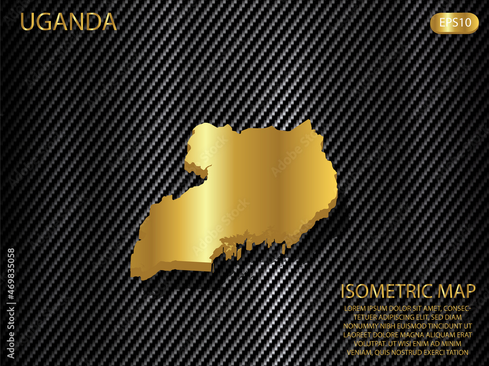 isometric map gold of Uganda on carbon kevlar texture pattern tech ...