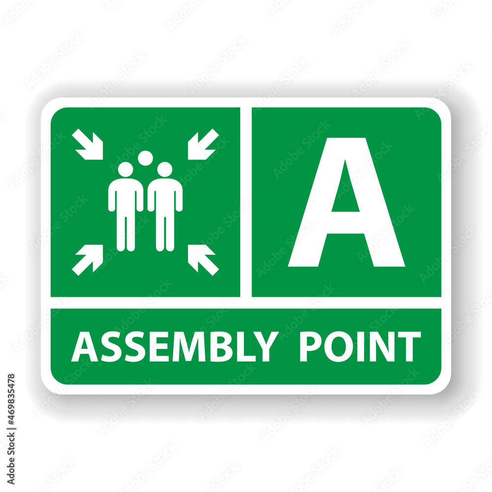Fire assembly point sign, gathering point signboard, emergency ...