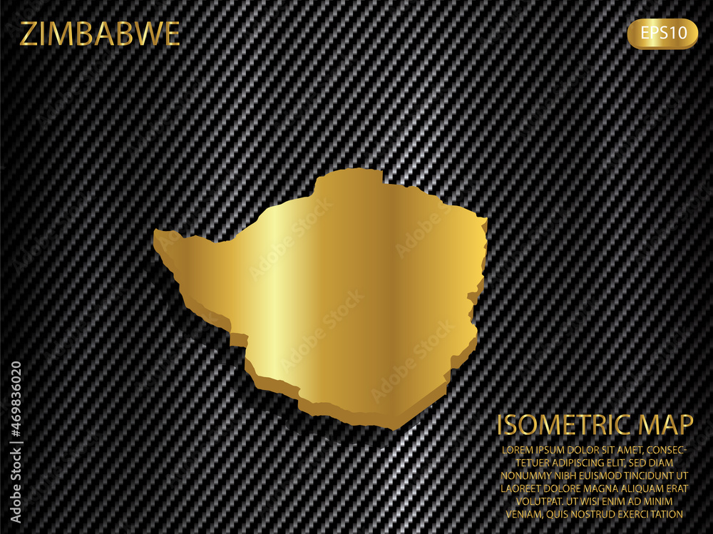 isometric map gold of Zimbabwe on carbon kevlar texture pattern tech ...