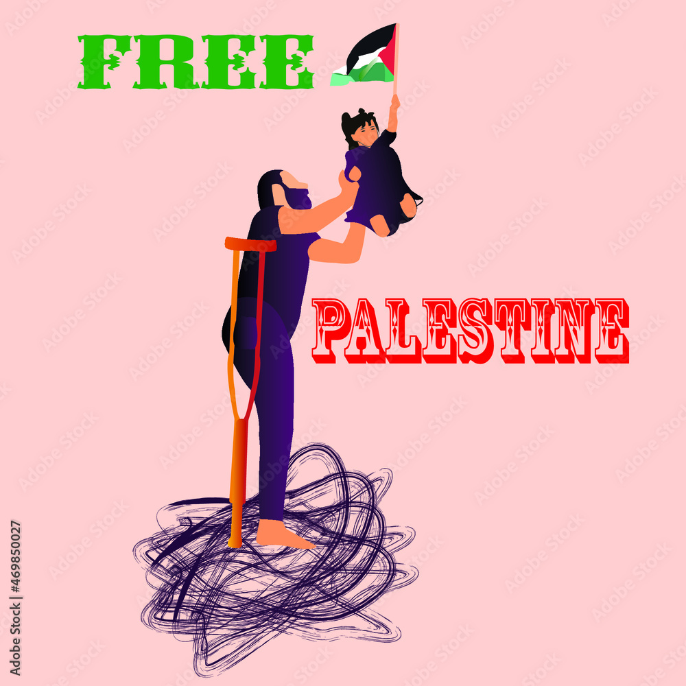 Free Palestine the Cute little girl on her father’s shoulder emotional ...