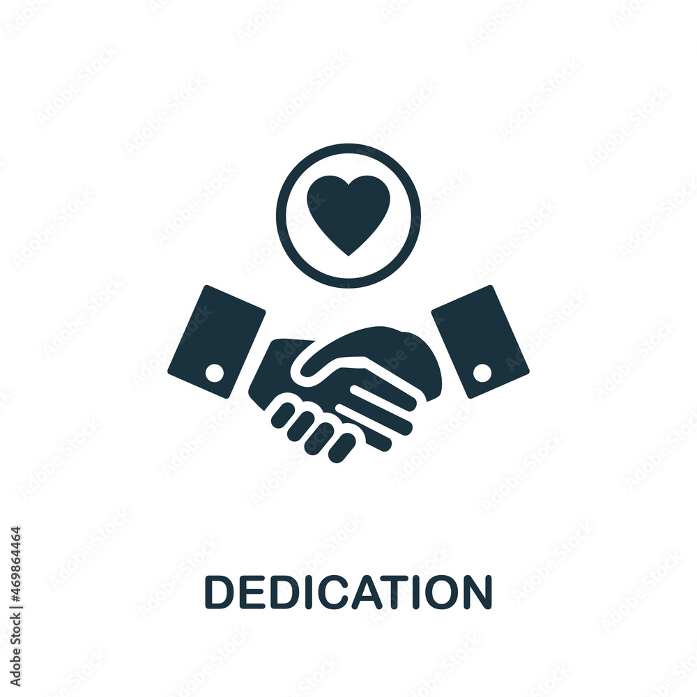 Dedication icon. Monochrome sign from work ethic collection. Creative ...