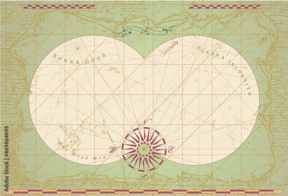 vector image of ancient nautical chart of sea routes of medieval ships ...