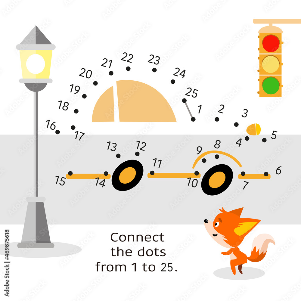 My little car. Dot to Dot. Connect the dots from 1 to 25. Game for kids ...