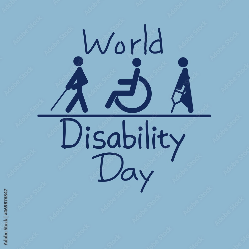 world disability day text typography vector with disability sign in ...