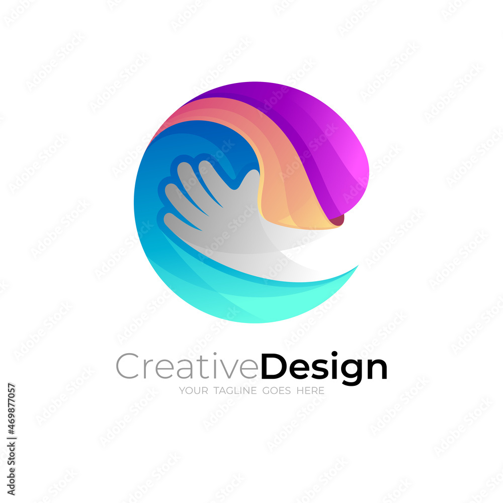 Hand care logo design community, Letter C logo Stock Vector | Adobe Stock