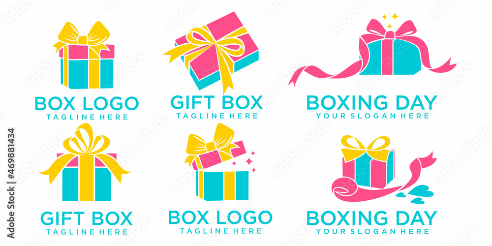 Gift box icon set logo , Logo Symbol Template Design Vector, Emblem ...