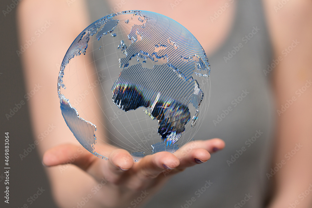 Global telecommunication network around the World with connections ...