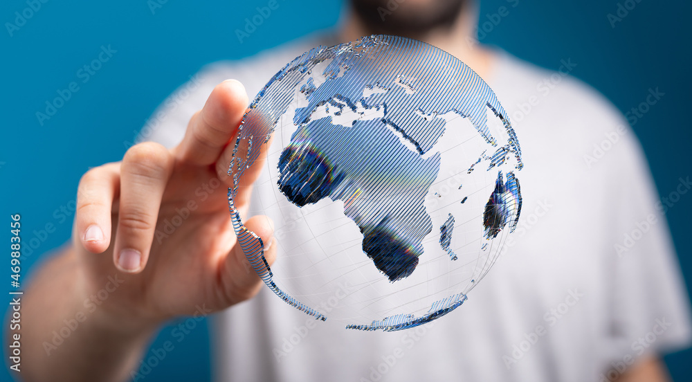 Global telecommunication network around the World with connections ...