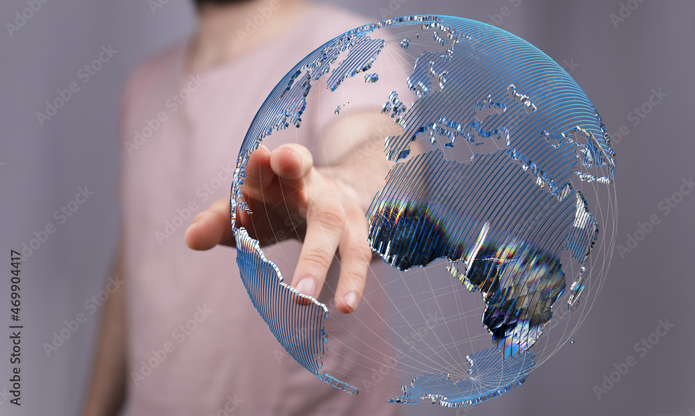 World map with satellite data connections. Connectivity across the ...