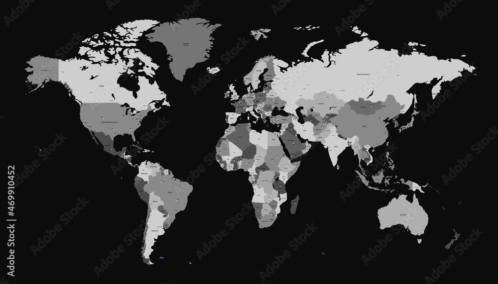 World map. Color vector modern. Silhouette map. Stock Vector | Adobe Stock