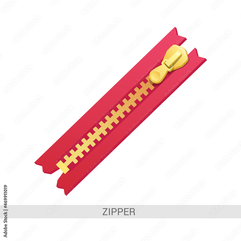 Vector drawing. Red zipper for clothes on a white background. Doodle ...
