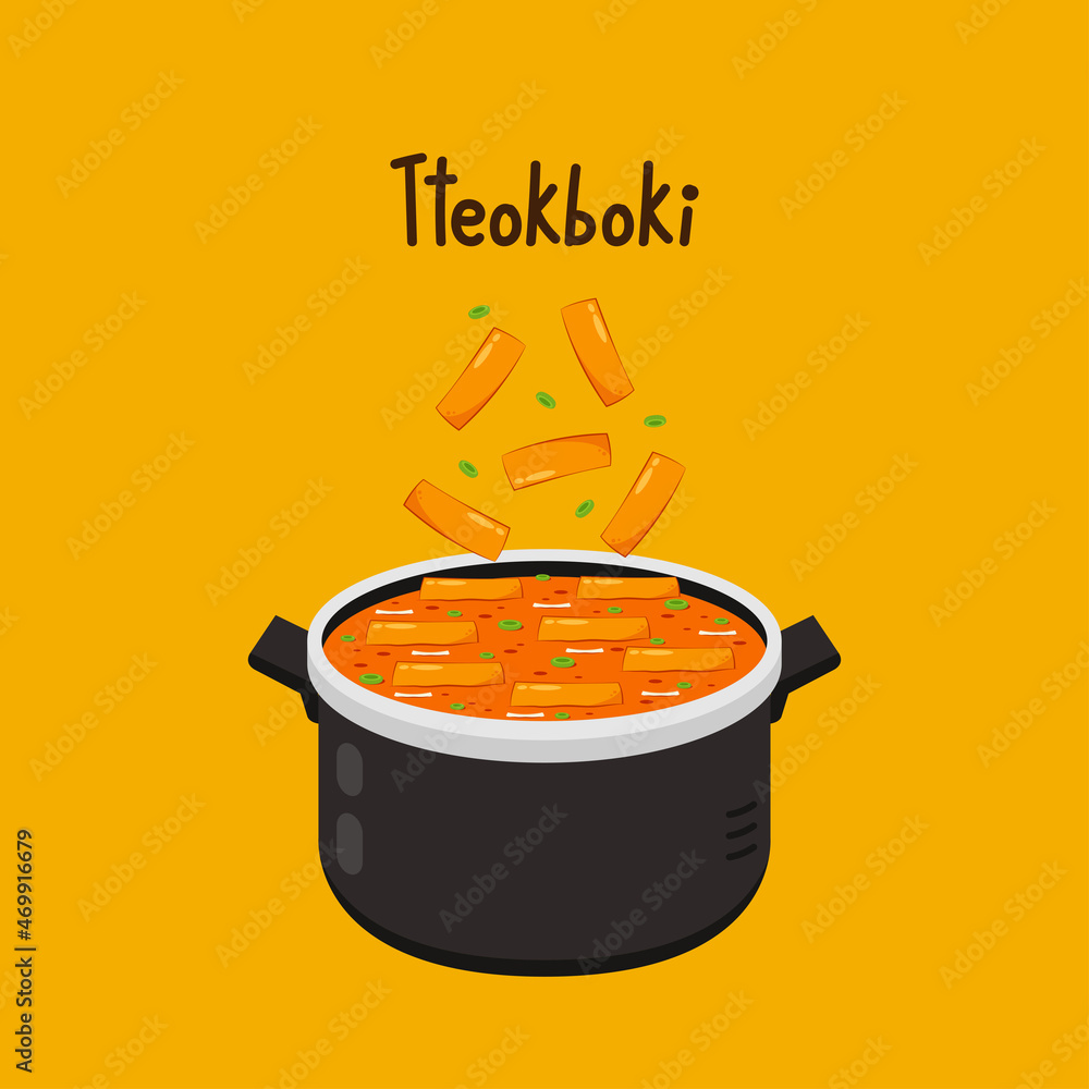 Tteokbokki Noodle vector. Tteokbokki is korean food. Korean bowl vector ...