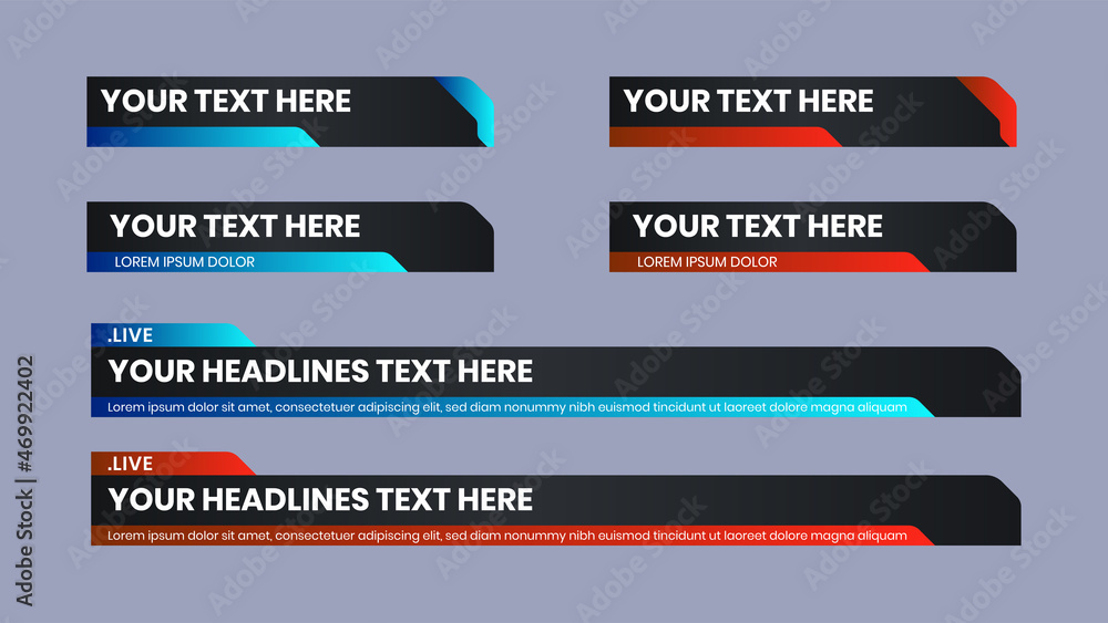 lower third collection set of news, names, titles, television vector ...