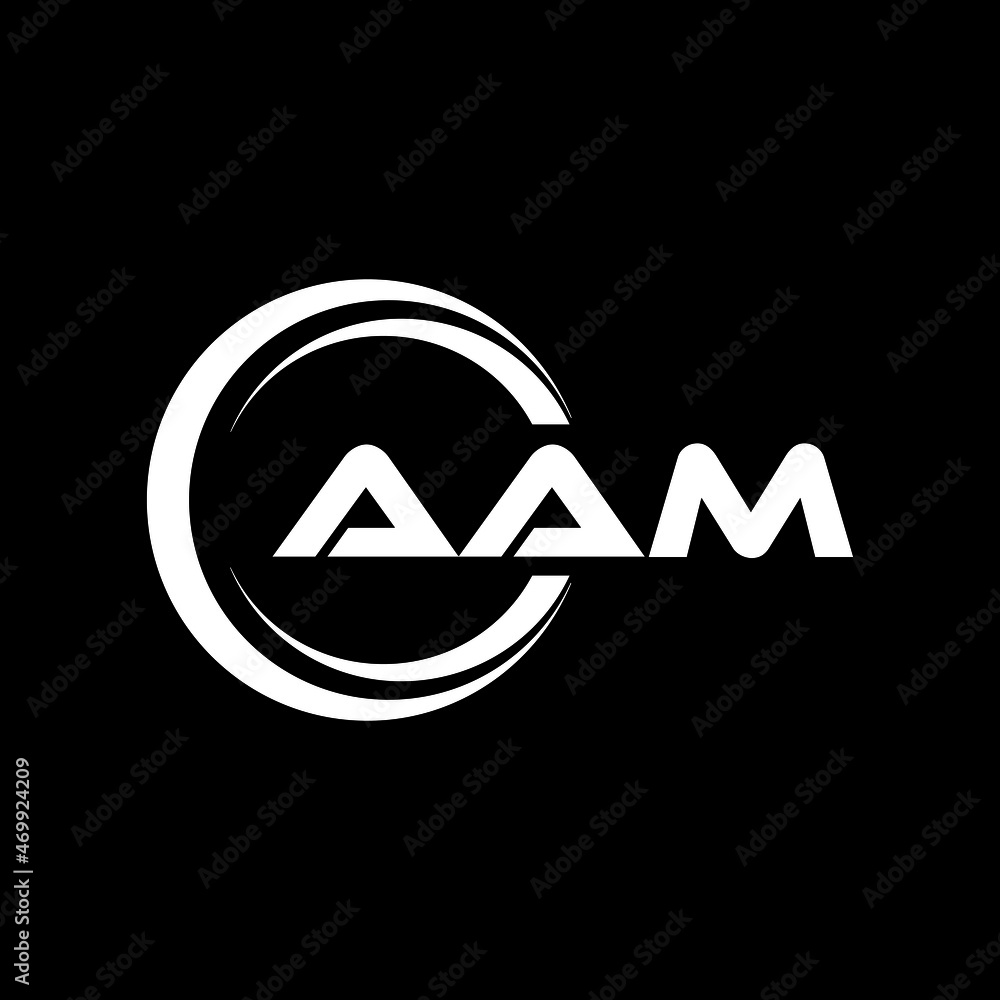 AAM letter logo design with black background in illustrator, vector ...